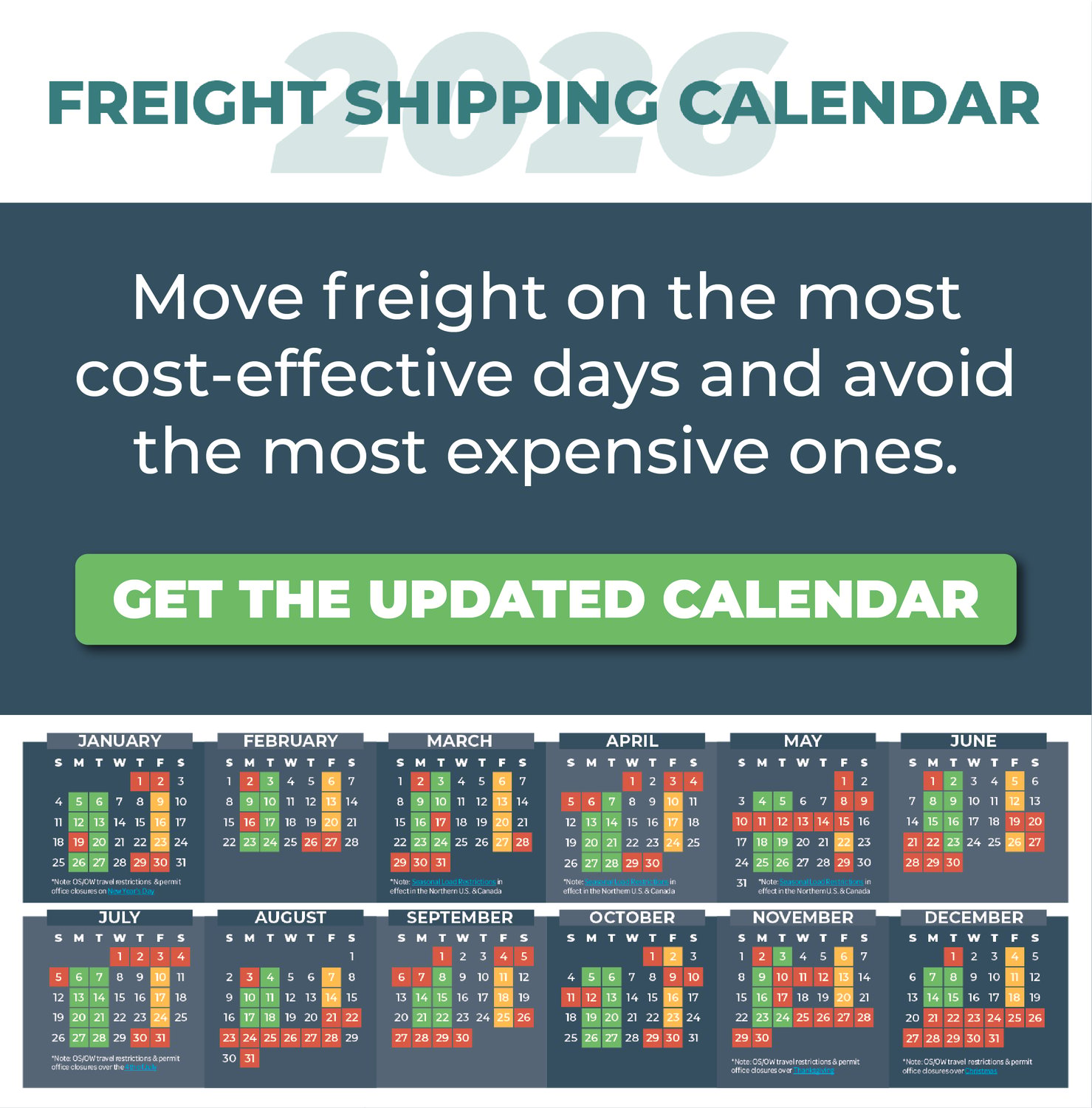 Freight Shipping Calendar
